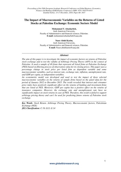 Pdf The Impact Of Macroeconomic Variables On The Returns Of Listed Stocks At Palestine