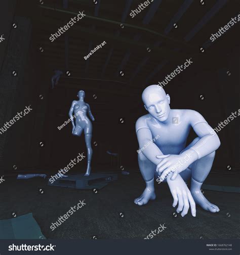 3d Rendering Compositions Live Mannequins Stock Illustration 1668762148