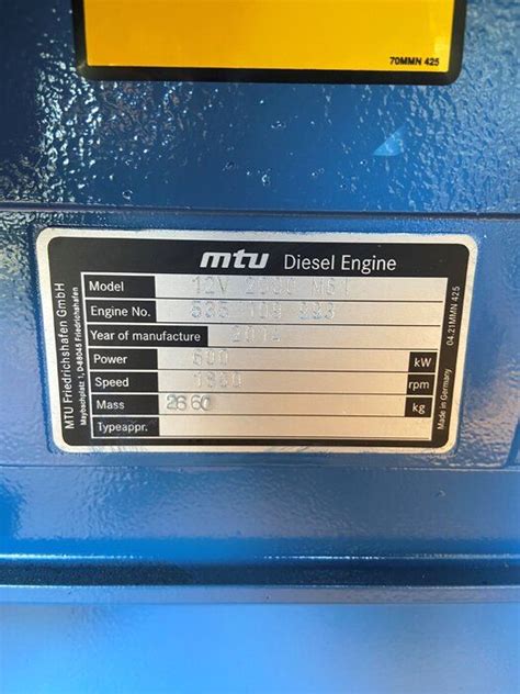 Mtu 12v2000 M61 Diesel Engine Pool Trading