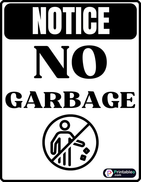 Printable Garbage Sign
