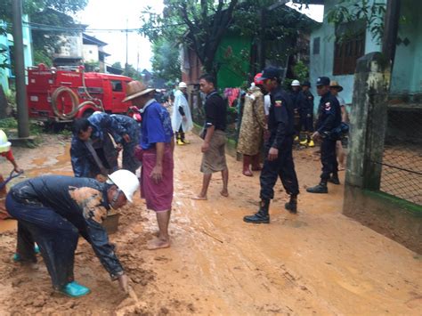 ချောင်းဆုံမြို့နယ် ကလော့ကျေးရွာ မြေပြိုခဲ့သည့်နေရာတွင် ရှင်းလင်းရေးလုပ်ငန်းများ ဆောင်ရွက