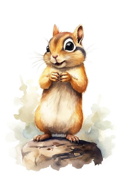 Premium Ai Image Chipmunk Watercolor Clipart Cute Isolated On White