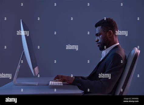 African Man Freelancer Business Programmer Online American Keyboard