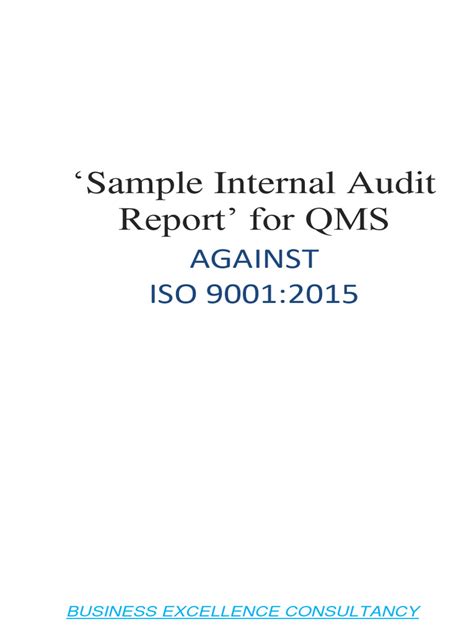 Sample Internal Audit Report For Qms Pdf Audit Quality Management