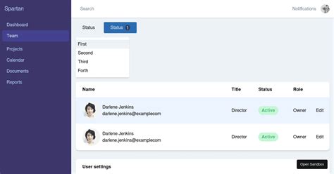 Dashboard Forked Codesandbox