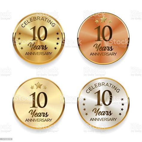 기념일 황금 은과 청동 배지 벡터 일러스트 레이 션의 컬렉션 50 주년에 대한 스톡 벡터 아트 및 기타 이미지 50 주년 Jubilee Year 고무도장 Istock