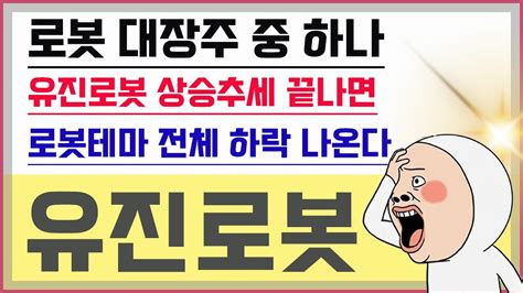 로봇 대장주 하나인 유진로봇 상승이 마무리 되면 로봇 전체 테마 관련된 종목들이 하락한다 유진로봇 유진로봇주가전망 유진