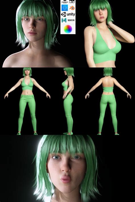 Artstation Billie Eilish Game Ready Naked And Clothed Game Assets Billie Eilish Game