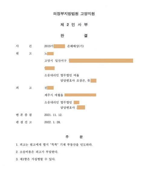 손해배상 승소사례 판결문 법무법인 여율