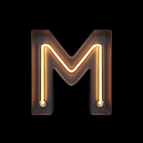 Borough Wharf Neon Light Alphabet M With Clipping Path By Wrapped