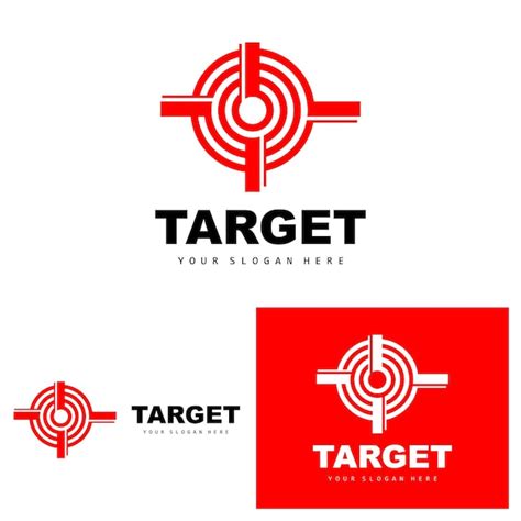 Projeto de tiro de seta de logotipo de alvo objetivo de seta vetor de ícone de alvo Vetor Premium