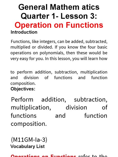 Operation On Functions Pdf Multiplication Function Mathematics Operation On Functions Pdf Multiplication Function Mathematics