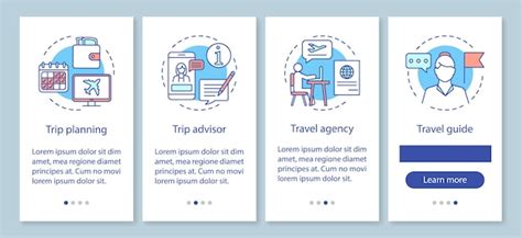 Premium Vector Traveling Onboarding Mobile App Page Screen With Linear Concepts Travel Agency