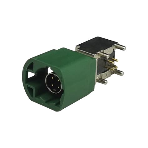 Fakra Hsd Connector 4pin E Code Green Color 90 Degree Plug Connector