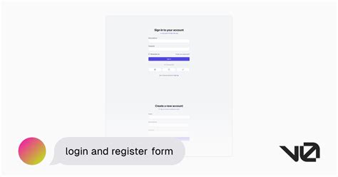 login and register form a v0 dev template v0