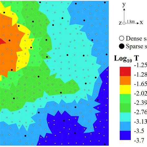 Transmissivity Map Of The Aquifer And Location Of The Wells For Sparse
