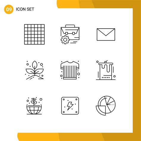 9 Thematic Vector Outlines And Editable Symbols Of Cake Sports Wear Mail Sports Shirt Sprout