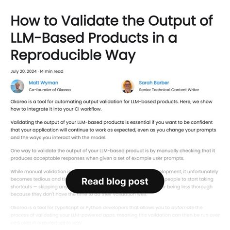 Okareo On Linkedin How To Validate The Output Of Llm Based Products In