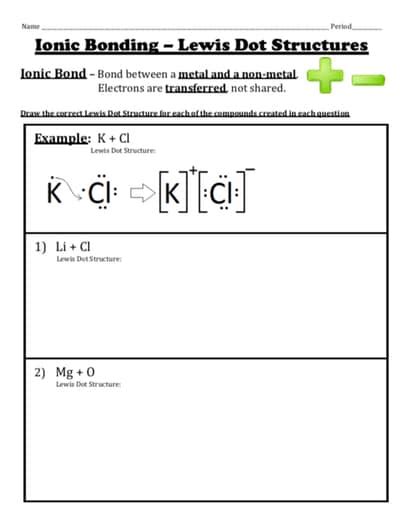 Ionic Bonding Using Lewis Dot Structures Worksheet Set Practice Problems