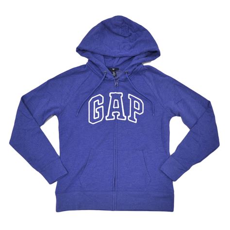 Gap Gap Womens Fleece Arch Logo Full Zip Hoodie Xl Heather Blue