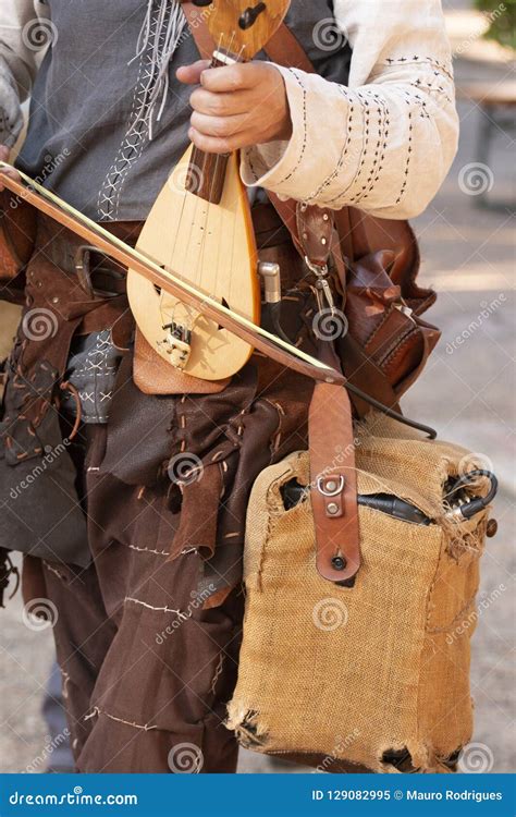 Man Playing A Medieval Rebec Instrument Stock Image Image Of Festivity Diversity 129082995