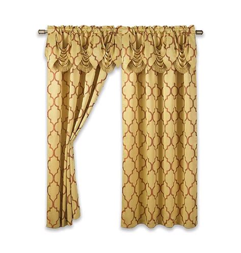 Elegant Comfort 모로코 격자 프린트 자카드 룩 커튼 패널 플리츠 밸런스 부착 침실 거실용 티몬