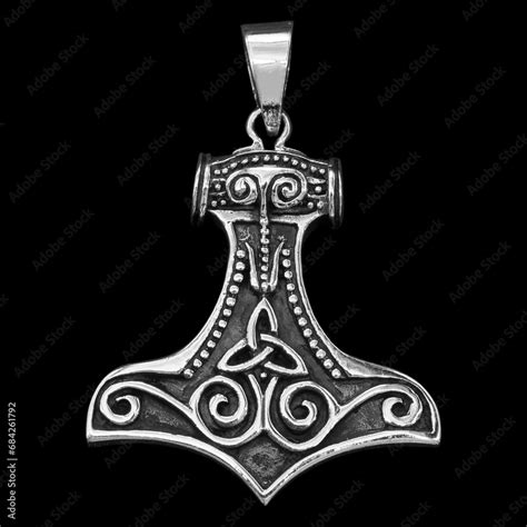 Silver Mjolnir Pendant Peruns Ax Pagan Style Ancient Amulet Of