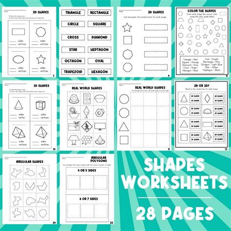 28 Shapes Worksheets 2d Shapes 3d Shapes Math Worksheets