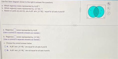 Solved Use The Venn Diagram Shown To The Right To Answer The Chegg