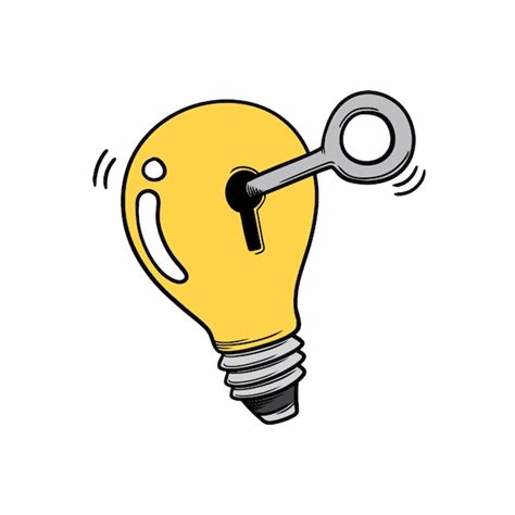 Premium Vector Drawing A Key To Open A Creative Light Bulb Vector Stock