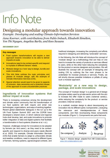 Designing A Modular Approach Towards Innovation Cgiar