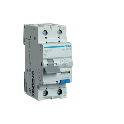 Hager AD966B Disjoncteur différentiel 1P N 16A 30mA Type AC