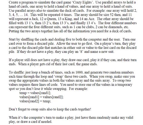 create a program to simulate the card game crazy