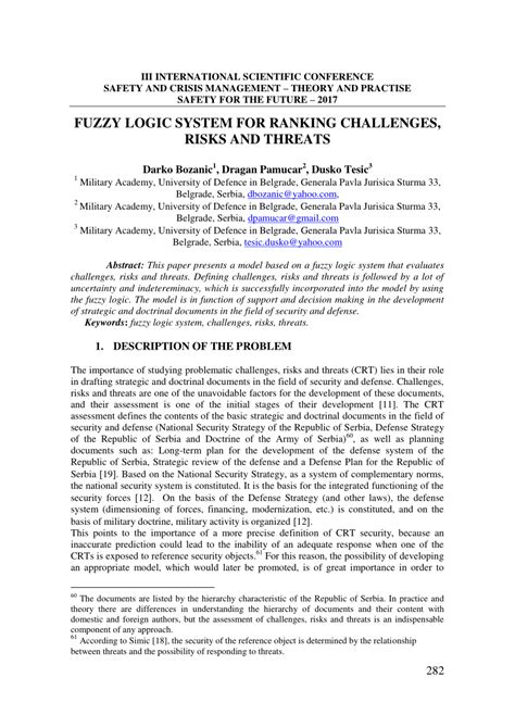 Pdf Fuzzy Logic System For Ranking Challenges Risks And Threats