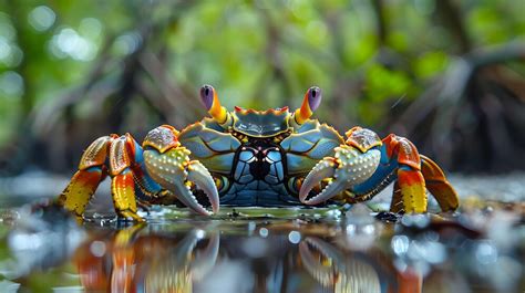 Premium Photo Vibrant Mangrove Fiddler Crabs Signaling With Claws In