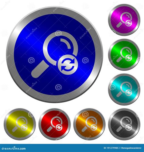 Reset Search Luminous Coin Like Round Color Buttons Stock Vector