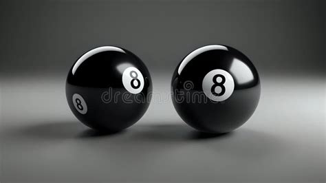 Two Eight Balls On A Grey Surface 3d Render Stock Image Image Of