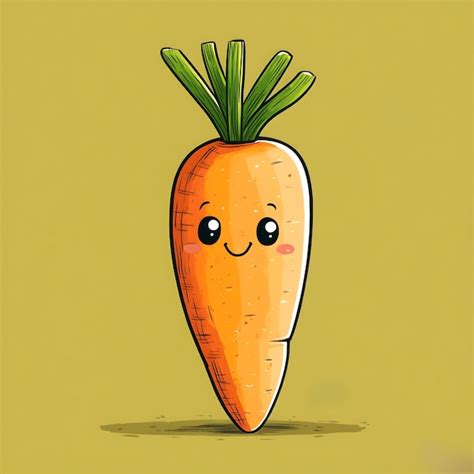 A Cartoon Drawing Of A Carrot With A Face Drawn On It Premium Ai