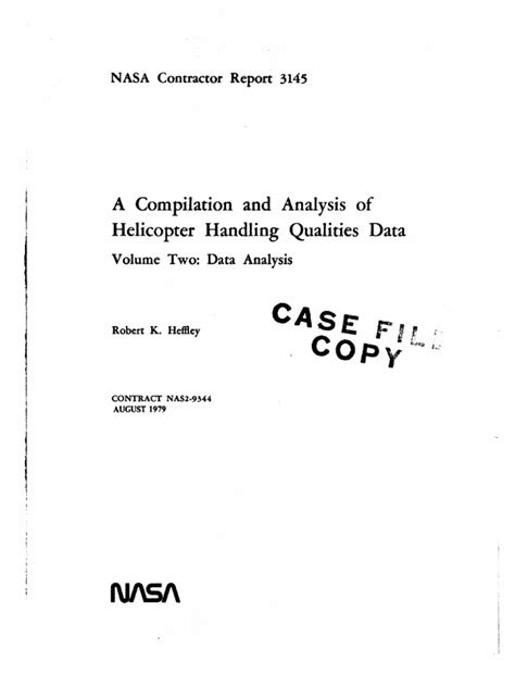 A Compilation And Analysis Of Helicopter Handling Qualities Data Vol 2 Pdf Aerospace