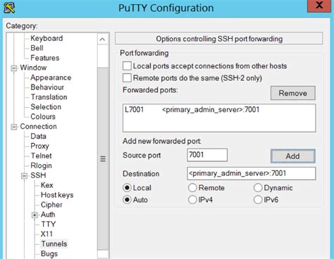 SSH Tunnel Oracle WLS Administration Console Rackspace