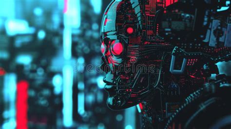Futuristic Cyborg Face With Technological Details Stock Image Image