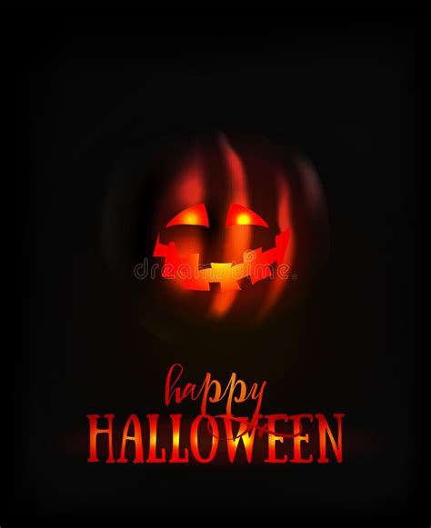 Halloween Pumpkin Face Scary Smile On Dark Spooky Ghost Smiley Horror