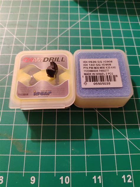 Iscar Chamdrill Drill Tip Qty 2 Inserts Idi 0520 Sg Ic908 132 Sg Carbide Ebay
