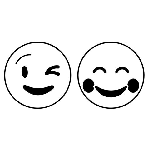 Wink And Shy Emoji Outline Illustration 19848877 Vector Art At Vecteezy
