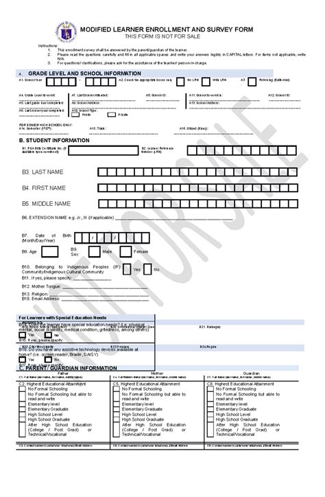 Annex B Modified Learner Enrollment And Survey Form English Modified
