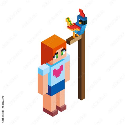 Isolated Girl Parrot Minecraft Vector Illustration Stock Vector Adobe