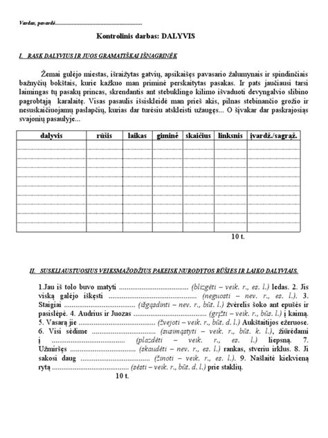 Kontrolinis Darbas Dalyvis Pdf