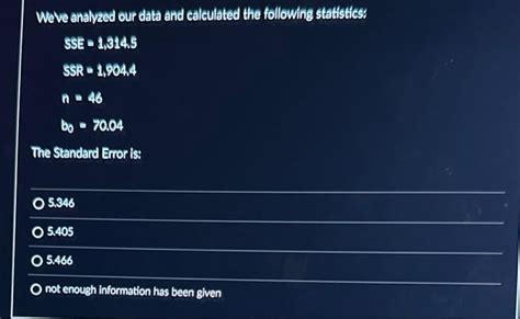 Solved Weve Analyzed Our Data And Calculated The Following