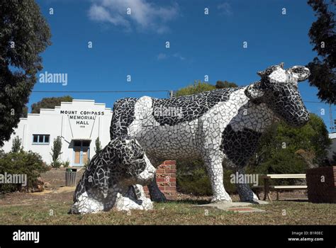 Cows Covered In Mosaic Tiles Mount Compass South Australia Stock