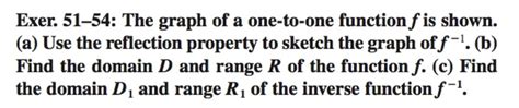 Solved Exer 51 54 The Graph Of A One To One Function F Is